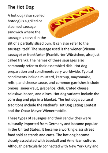 The Hot Dog Handout | Teaching Resources