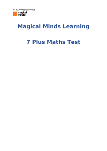 7 Plus Maths Test | Teaching Resources