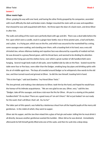 Oliver Twist home learning resources - English year 6 and year 7 ...