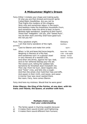 "A Midsummer Night's Dream" Fairies Typical Atypical Acrostic Cinquain ...