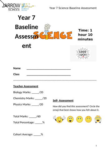 Year 7 Science Baseline Assessment | Teaching Resources