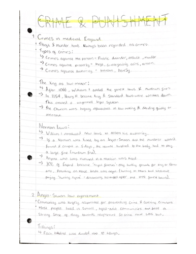 Edexcel GCSE History Crime and Punishment Notes- Complete | Teaching ...