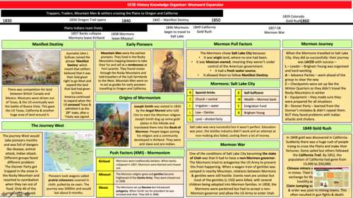 American West Knowledge Organisers - GCSE History | Teaching Resources