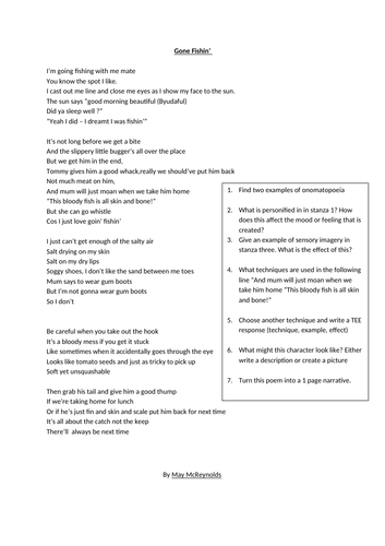 Gone Fishin' - Poetry Activities | Teaching Resources