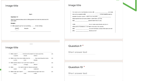 Cambridge Primary Checkpoint ESL Paper 1 Google Form Quiz for Distance ...