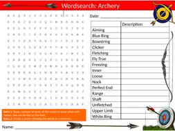 Archery Wordsearch Sheet Starter Activity Keywords Cover PE Sports ...