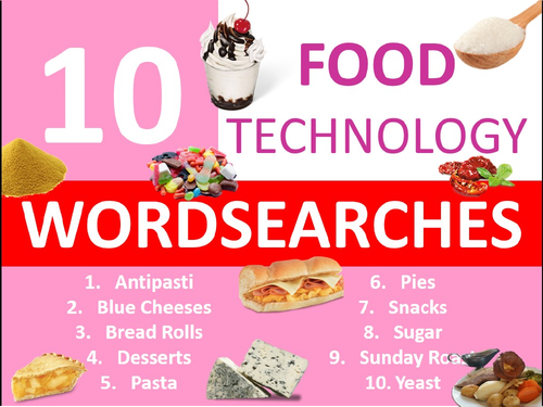 10 x Food Technology Wordsearches #13 Keyword Starters Settlers ...