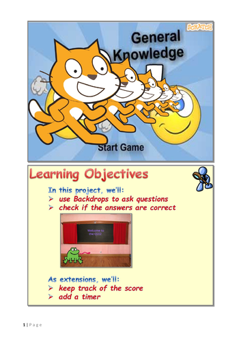 SCRATCH Project IV - Design a Quiz (Scratch v3) | Teaching Resources