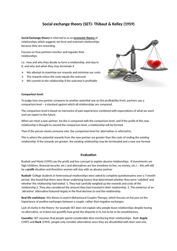 AQA Relationships- Social Exchange Theory | Teaching Resources