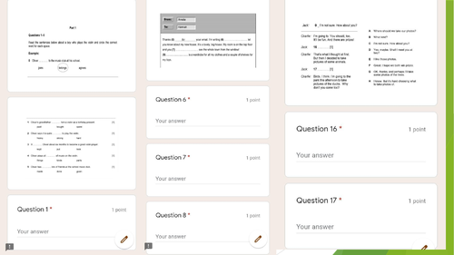 Cambridge Primary Checkpoint ESL Paper 1 Google Form Quiz for Distance ...