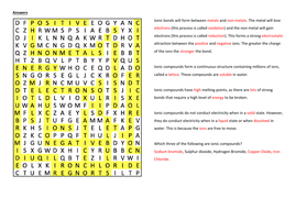 Ionic Bonding Cloze Wordsearch | Teaching Resources