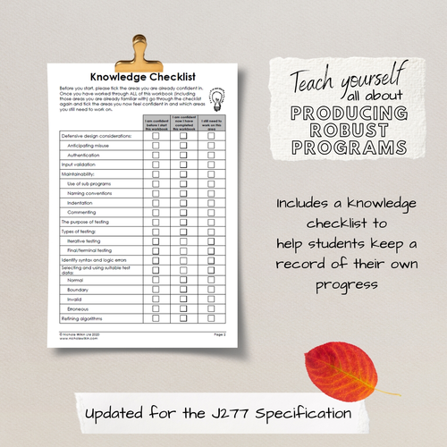 Producing Robust Programs OCR GCSE Computer Science Workbook (J277 ...