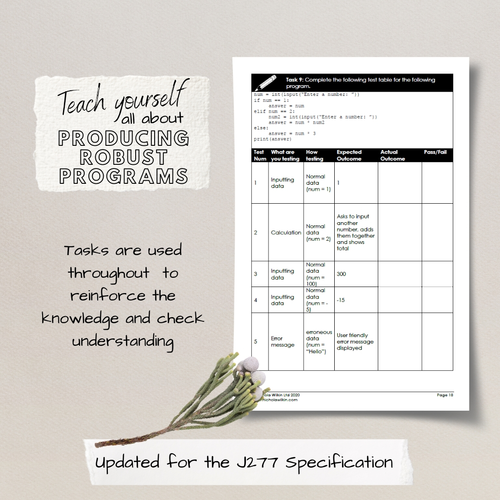 Producing Robust Programs OCR GCSE Computer Science Workbook (J277 ...
