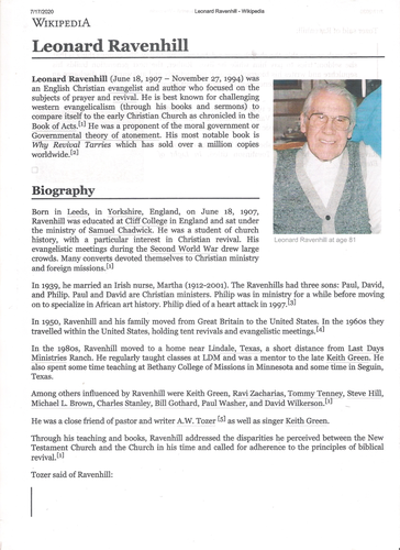 Leonard Ravenhill (1907-1994) | Teaching Resources
