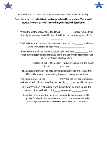 Control of blood water potential (Edexcel A-level Biology B) | Teaching ...
