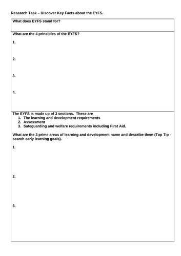 Child Development Level 2 EYFS match game and research task | Teaching ...
