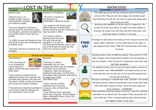 Lost in the Toy Museum - David Lucas - Knowledge Organiser! | Teaching ...