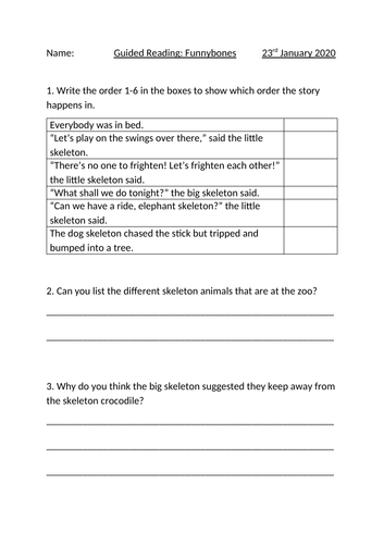 KS1 guided reading - Funny bones | Teaching Resources