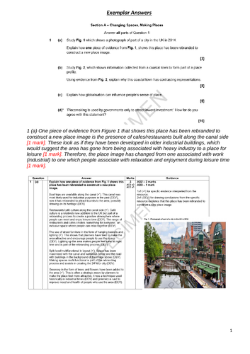 Changing Spaces Making Places Model Answers OCR A-level | Teaching ...
