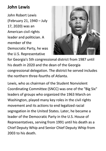 John Lewis Handout | Teaching Resources