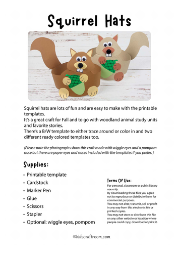 Squirrel Hat Autumn Craft | Teaching Resources