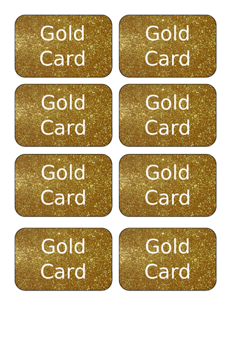 Gold reward cards | Teaching Resources