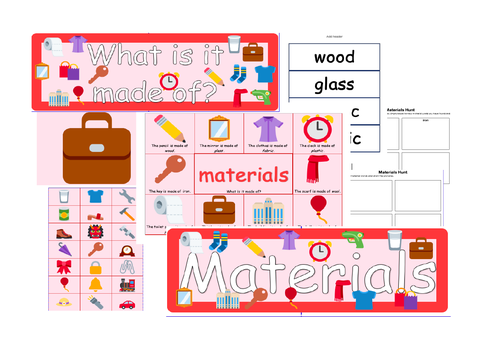 ESL Colorful Material Poster, Worksheet, label set, objects cards, PYP ...