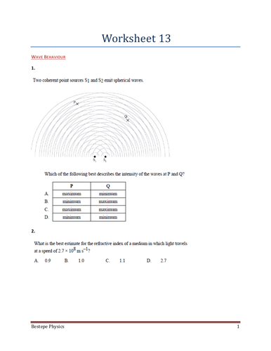 Complete Source for IB Wave Behaviour (Chapter 4.4) HL&SL | Teaching ...