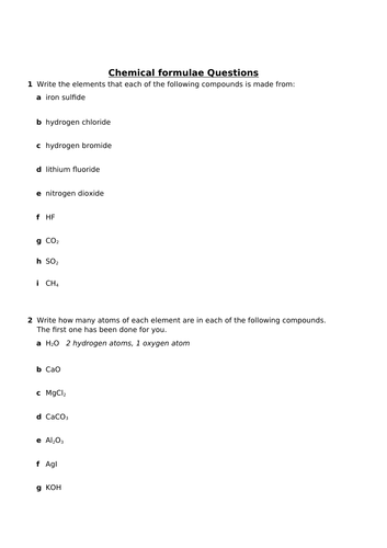 Compounds and Chemical formulae KS3 Activate Science | Teaching Resources