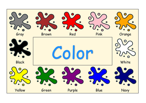 ESL Colorful color / colour Poster, Worksheet, label set, PYP Language ...