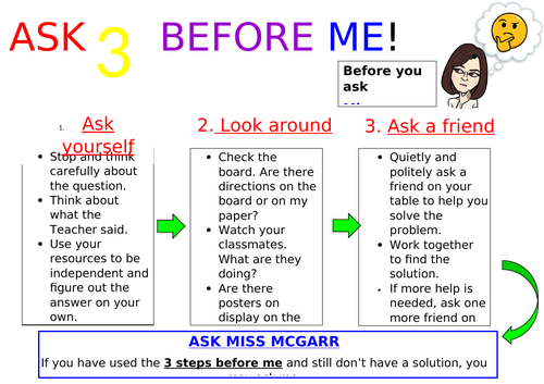 Ask 3 Before Me | Teaching Resources