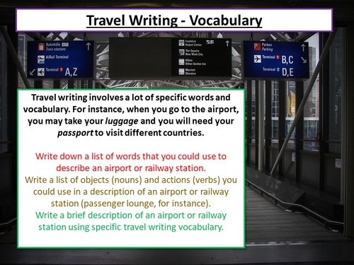 Travel Writing Vocabulary | Teaching Resources