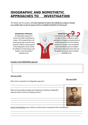 AQA A-Level Psychology Idiographic & Nomothetic | Teaching Resources
