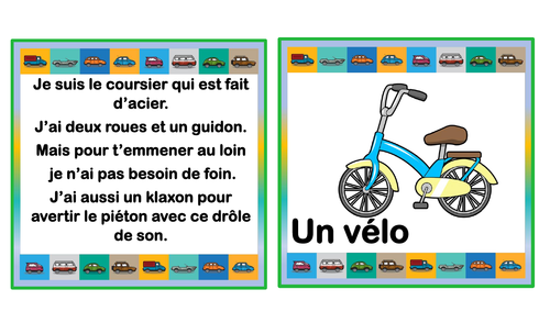 Transport riddles in French. Le transport. Devinettes. | Teaching Resources