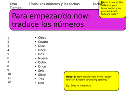 Spanish numbers and dates | Teaching Resources