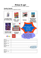 Price it up - comparing prices worksheet | Teaching Resources