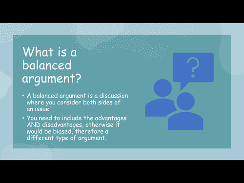 Balanced Arguments & Vocabulary | Teaching Resources