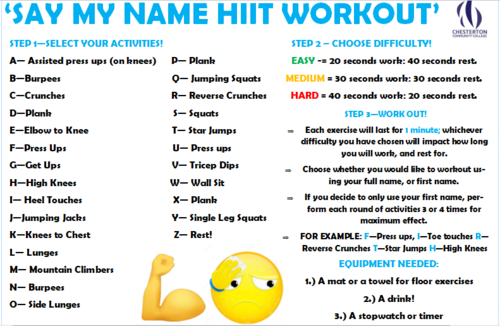Stay at Home HIIT Workout for all ages | Teaching Resources