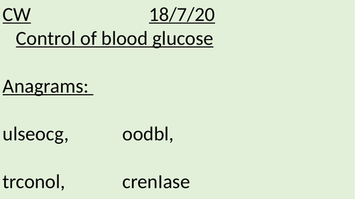 Control of blood glucose levels. | Teaching Resources