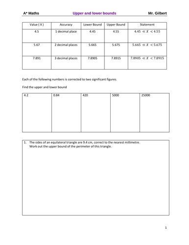 Upper bound and lower bound - IGCSE year 10 & year 11 Maths | Teaching ...