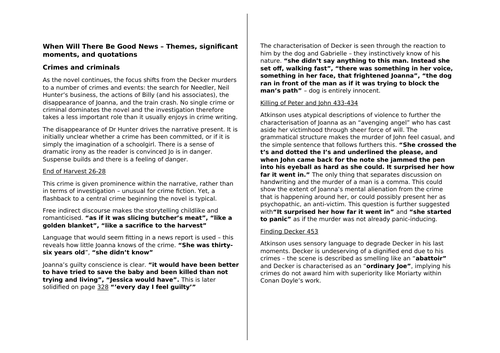 English Literature A Level AQA When Will There Be Good News Themes ...