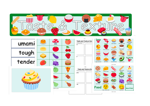 ESL Colorful Food taste & texture Poster, Worksheet, label set, PYP ...