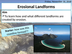 Coastal landforms of erosion - headlands, bays, cave, arch, stack ...