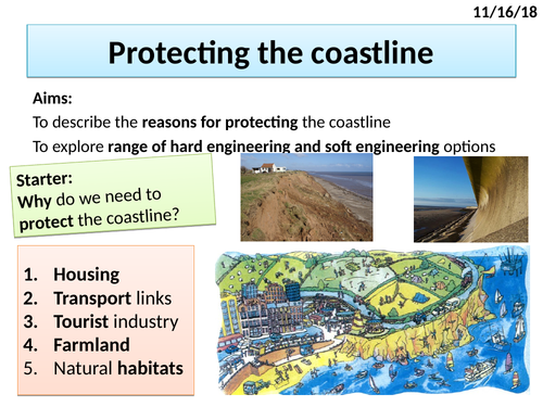 Coastal sea defences (hard & soft engineering) - key definitions, mind ...