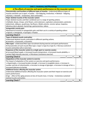 BTEC Sport Level 3 Muscular System Complete Teaching Pack | Teaching ...