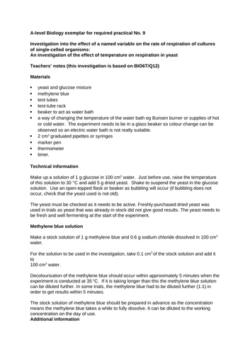 AQA A Level Biology Required Practical 9 | Teaching Resources