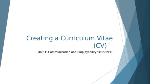Creating a Curriculum Vitae (CV) | Teaching Resources