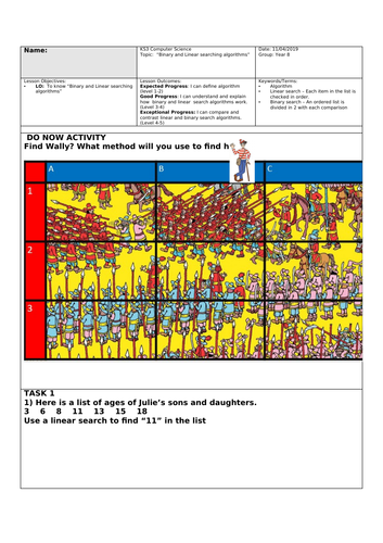 Computer Science: Binary and Linear searching algorithms | Teaching ... Computer Science: Binary and Linear searching algorithms | Teaching ...