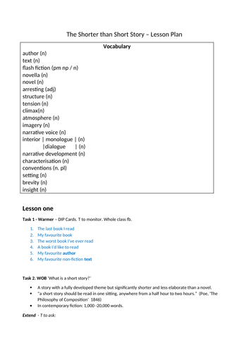 EFL/ESOL - Advanced - Short Stories | Teaching Resources