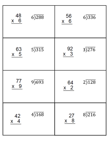 Column Multiplication and Division Relationships | Teaching Resources